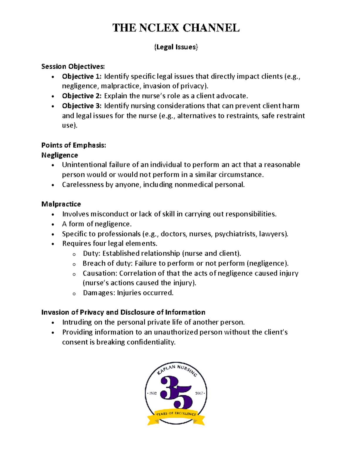 Legal+Issues+Handout - { Legal Issues } Session Objectives: - Objective ...