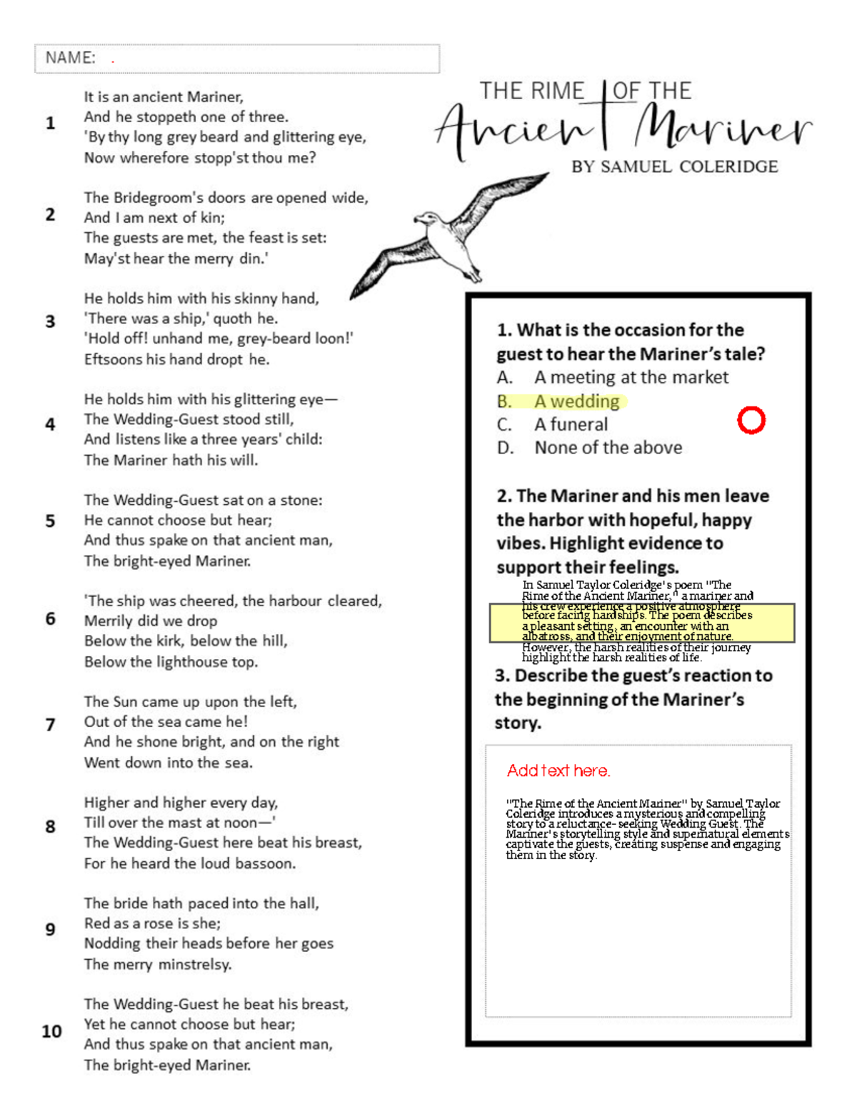 Le Huang - Rime of the Ancient Mariner Close Reading Guide - . LIFE-IN ...