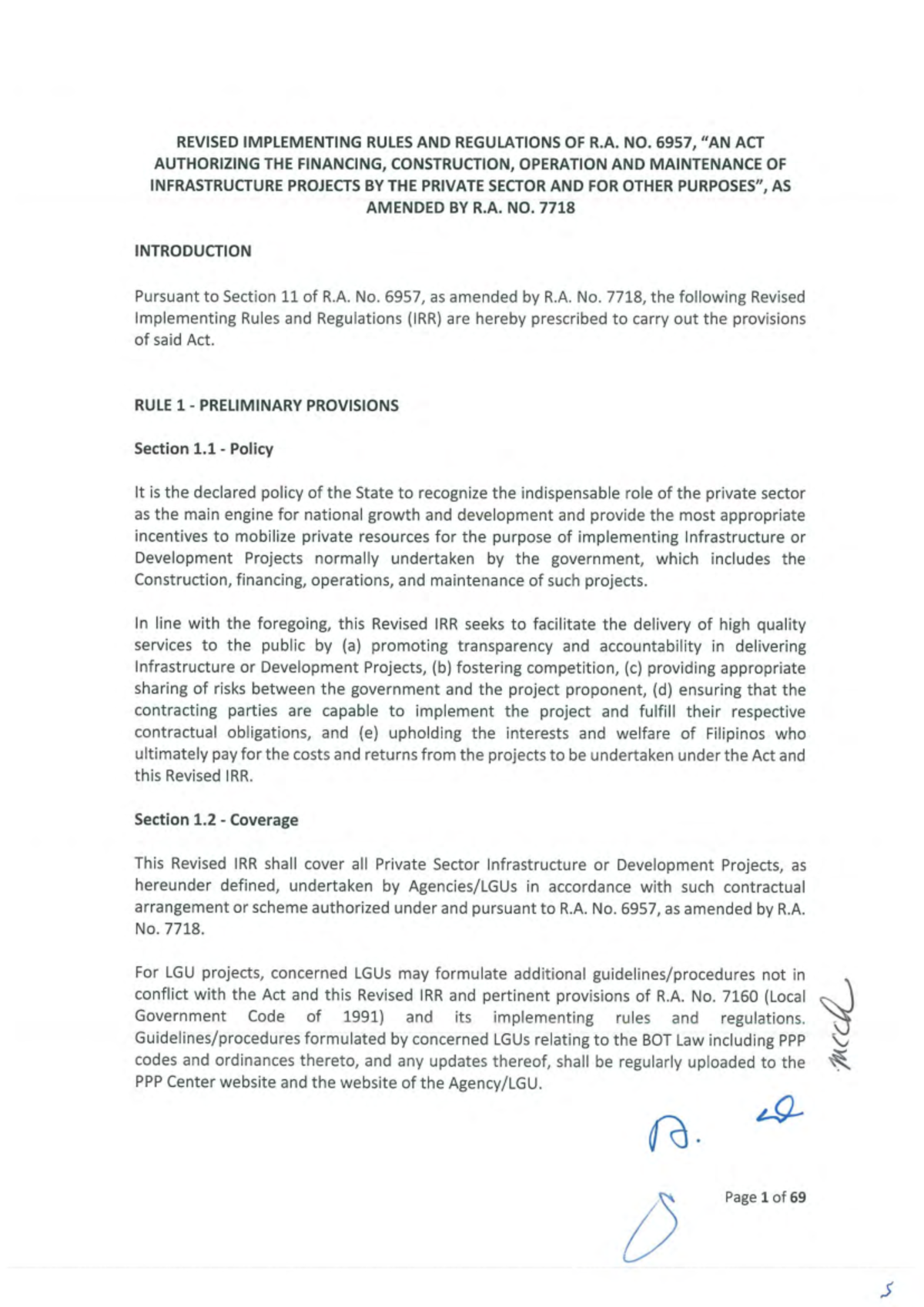 Revised IRR of BOT Law (RA 6957 as amended by RA 7718) - Politics and ...