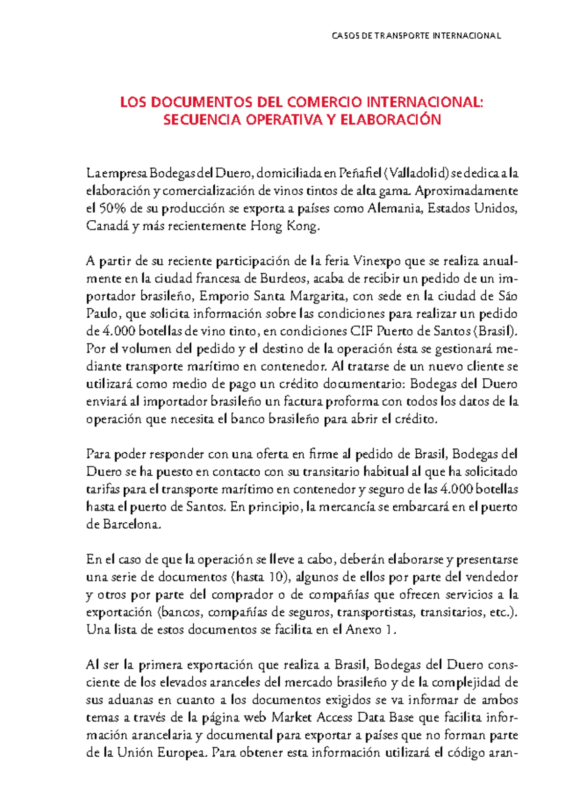 Practica de documentacion - LOS DOCUMENTOS DEL COMERCIO INTERNACIONAL ...