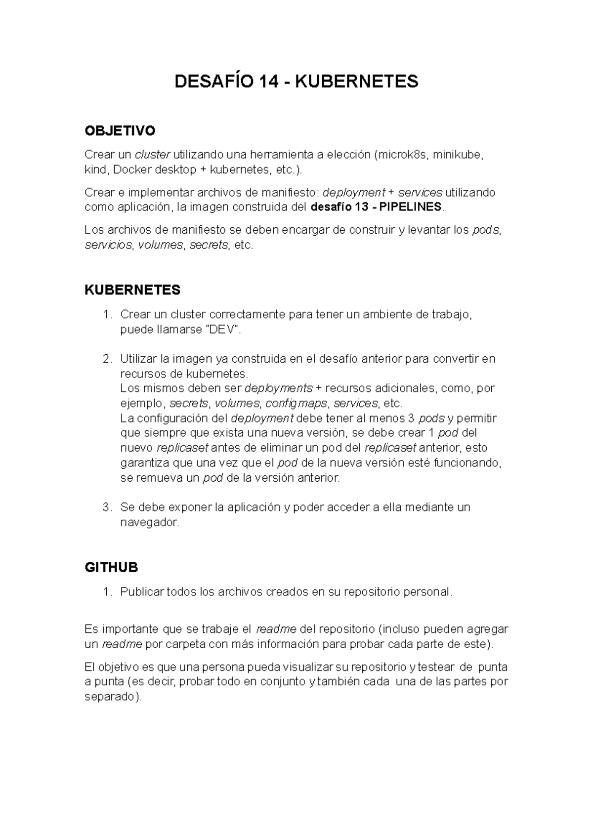 Desafios devops - DESAFÍO 1 4 - KUBERNETES OBJETIVO Crear un cluster ...
