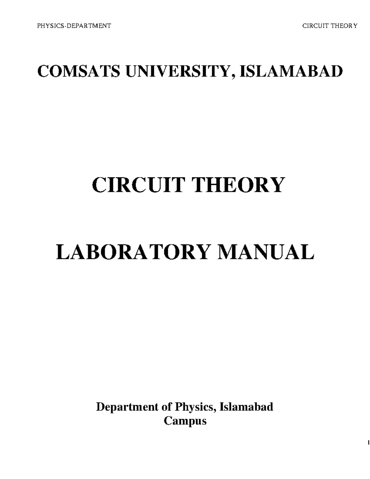Circuit Theory-Lab-manual physics - COMSATS UNIVERSITY, ISLAMABAD ...