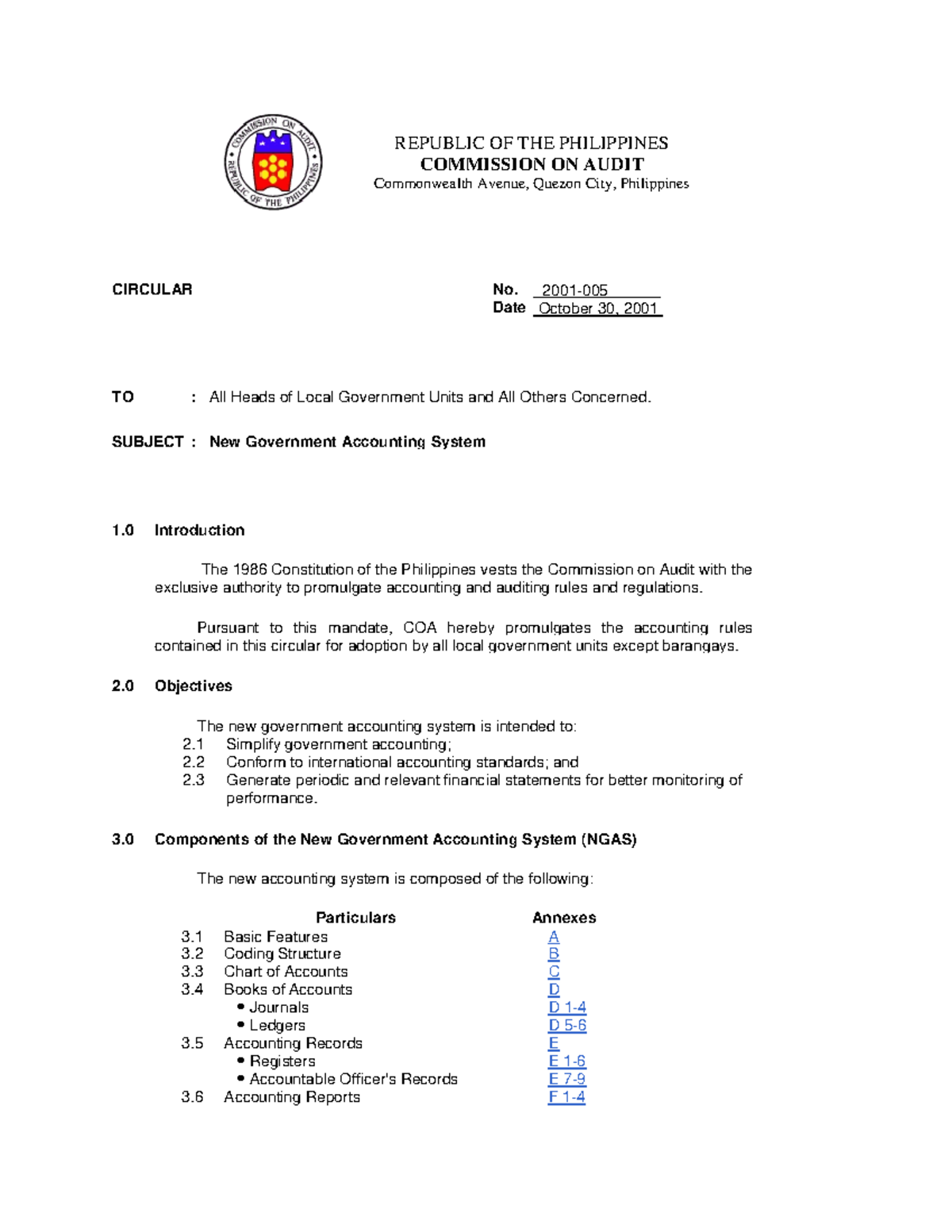 COA C2001-005 - FOR REFERENCE - REPUBLIC OF THE PHILIPPINES COMMISSION ...