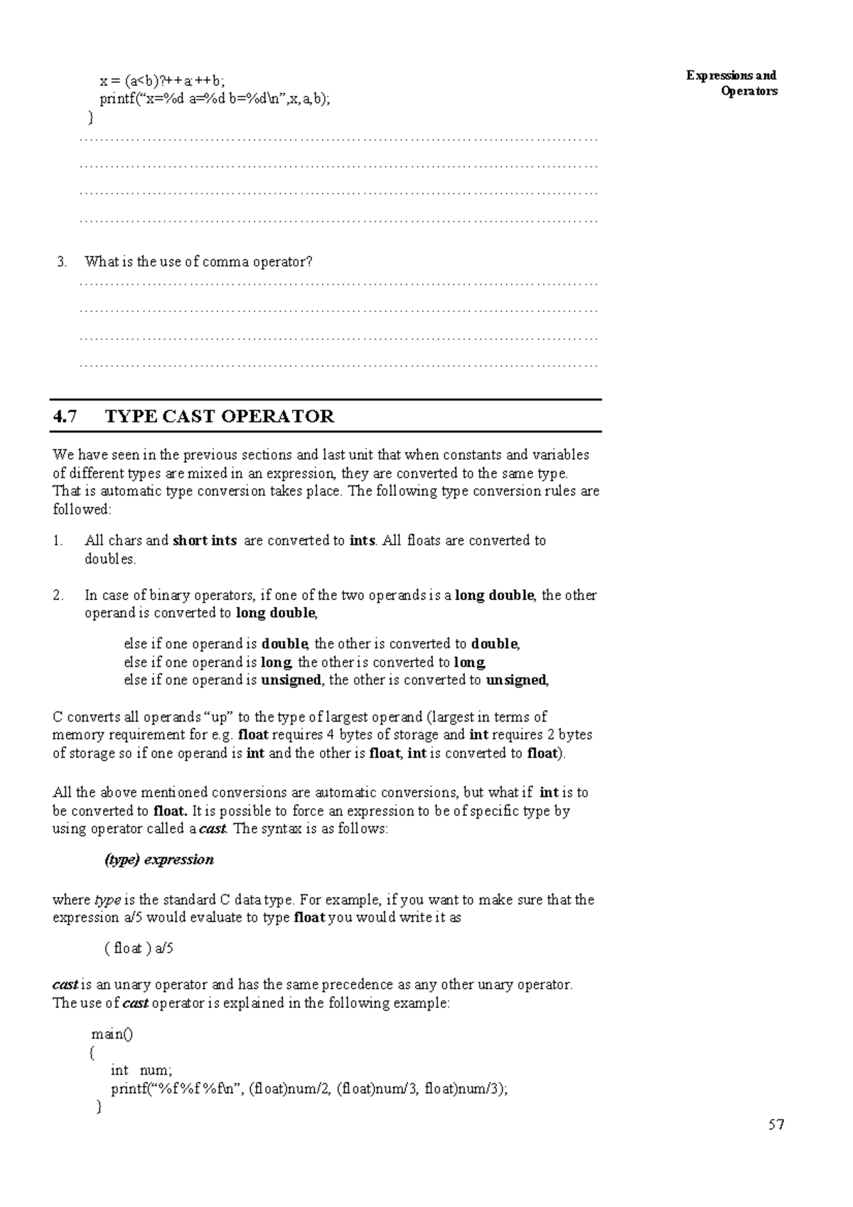 57 - Type cast operator - 57 Expressions and x = (a