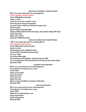 Exam 5 - Exam 5 EMT - Question 1 1 out of 1 points Correct Common signs ...