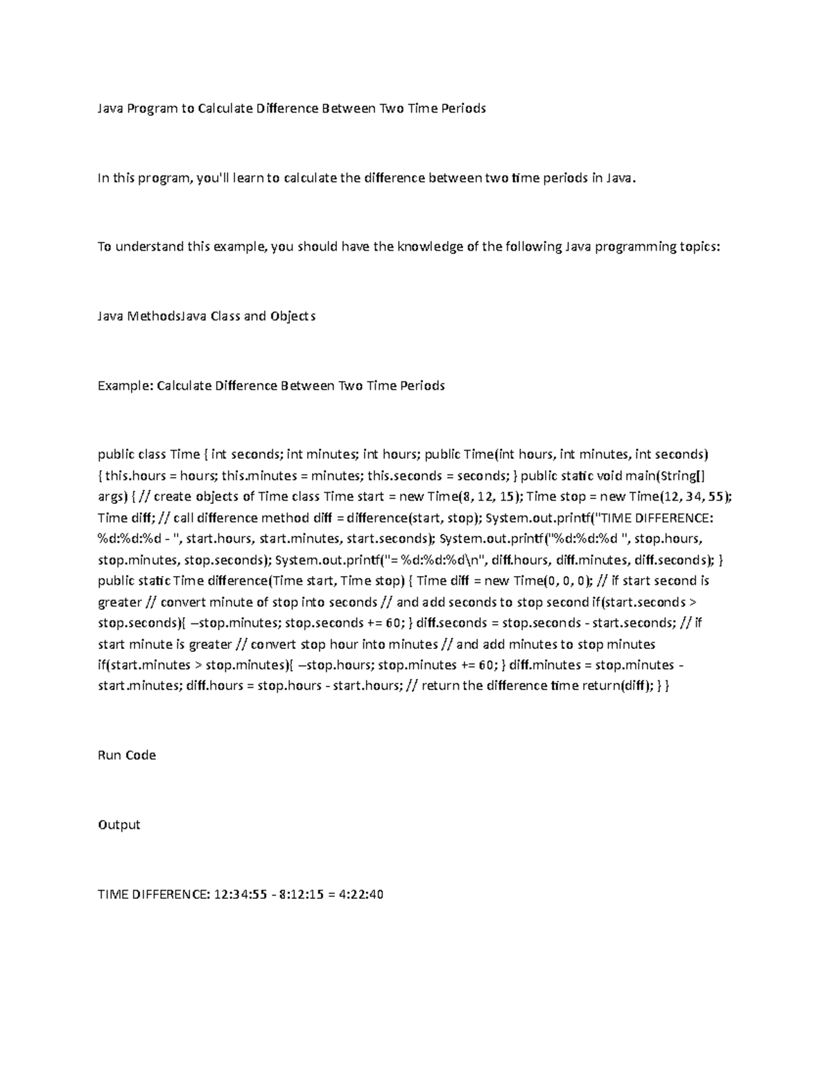 Java Program 53 Assignment Java Program To Calculate Difference 1242