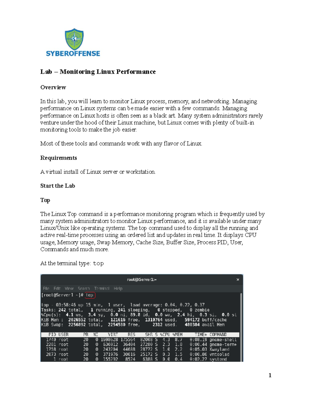 Lab – Monitoring Linux Performance - Lab – Monitoring Linux Performance ...