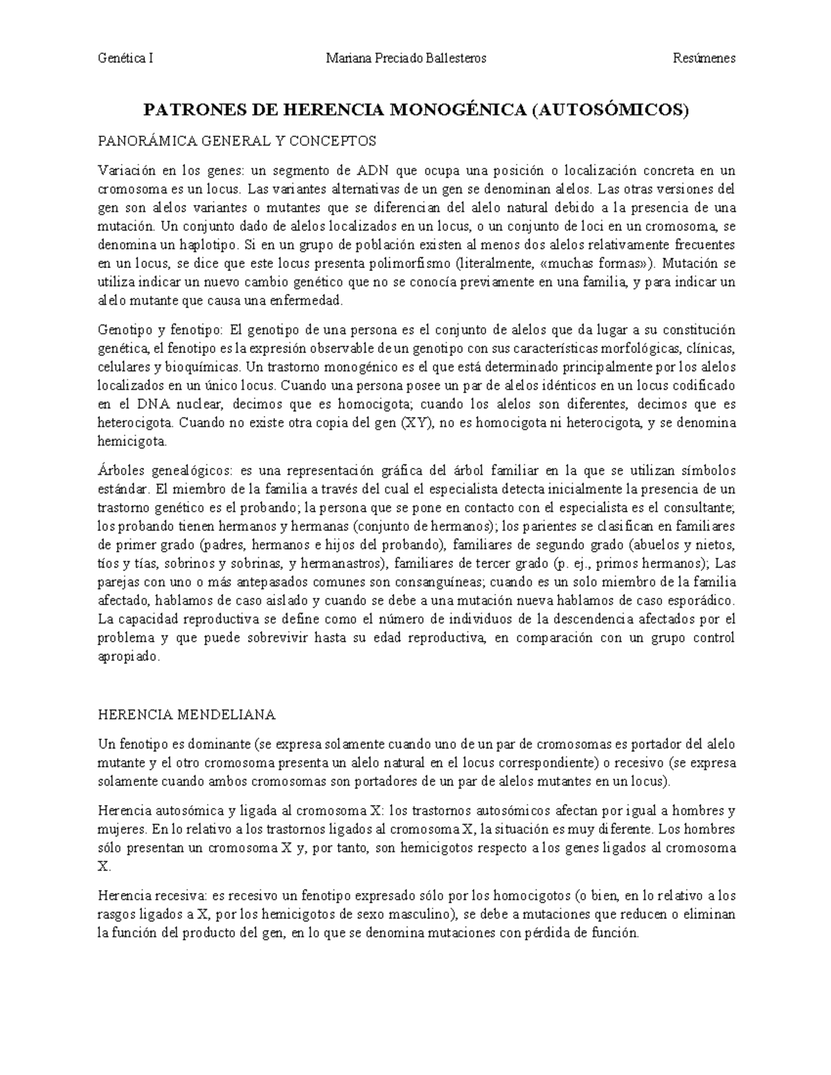 Resumen Patrones de herencia autosómicos - PATRONES DE HERENCIA ...