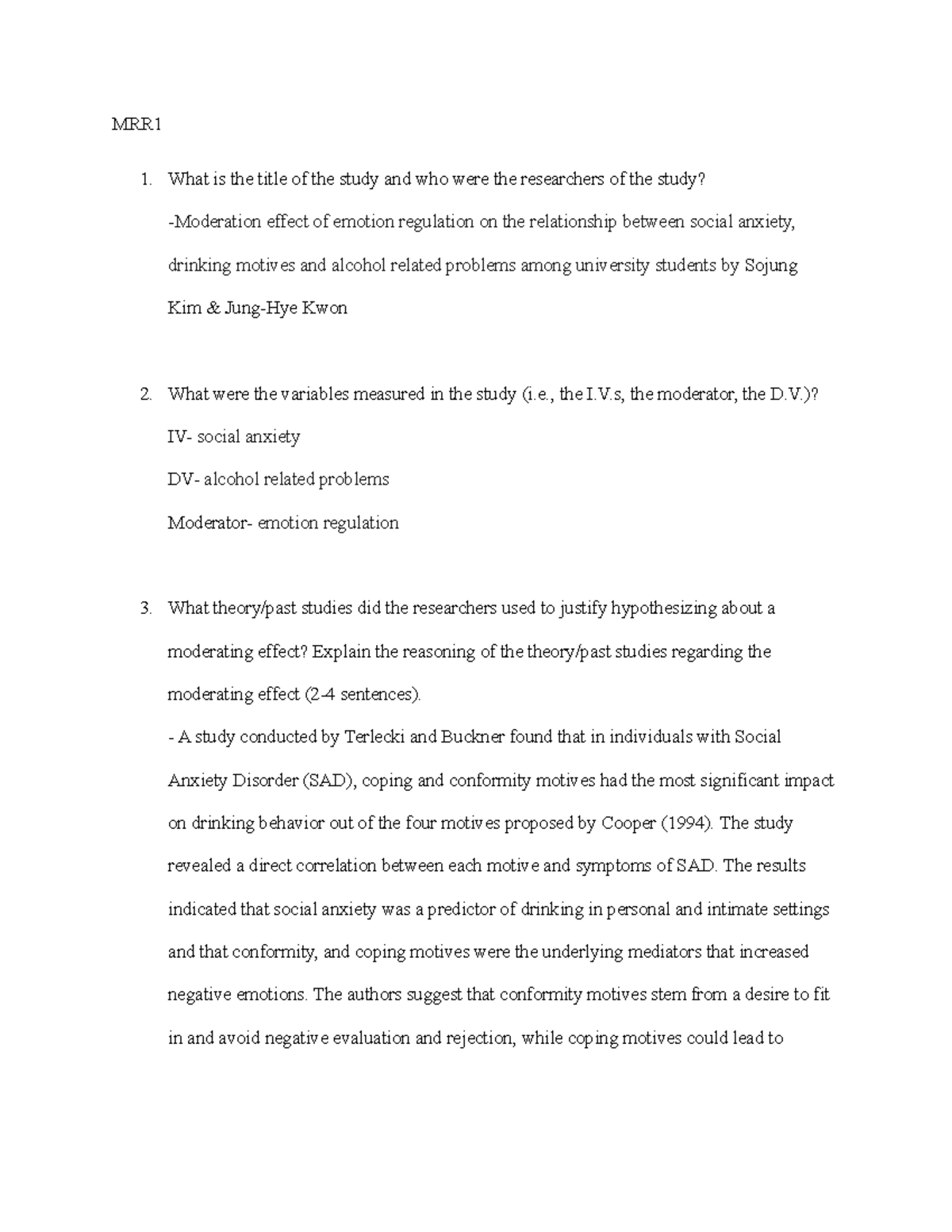 MRR1 - MRR1 - MRR What is the title of the study and who were the ...