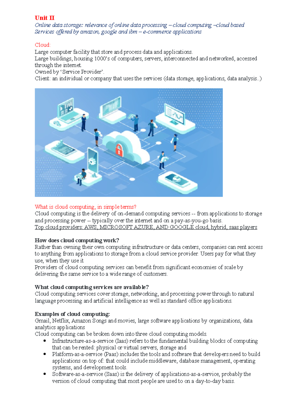 Cloud compg - Unit II Online data storage: relevance of online data ...