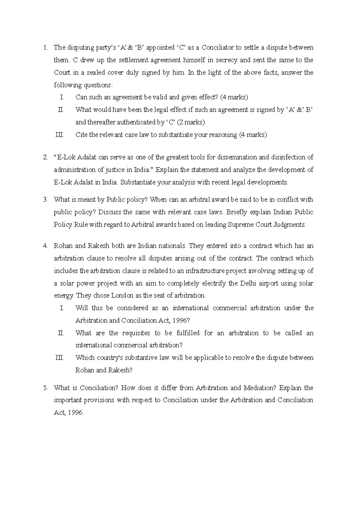 ADR - ascasc - The disputing party’s ‘A’& ‘B’ appointed ‘C’ as a ...