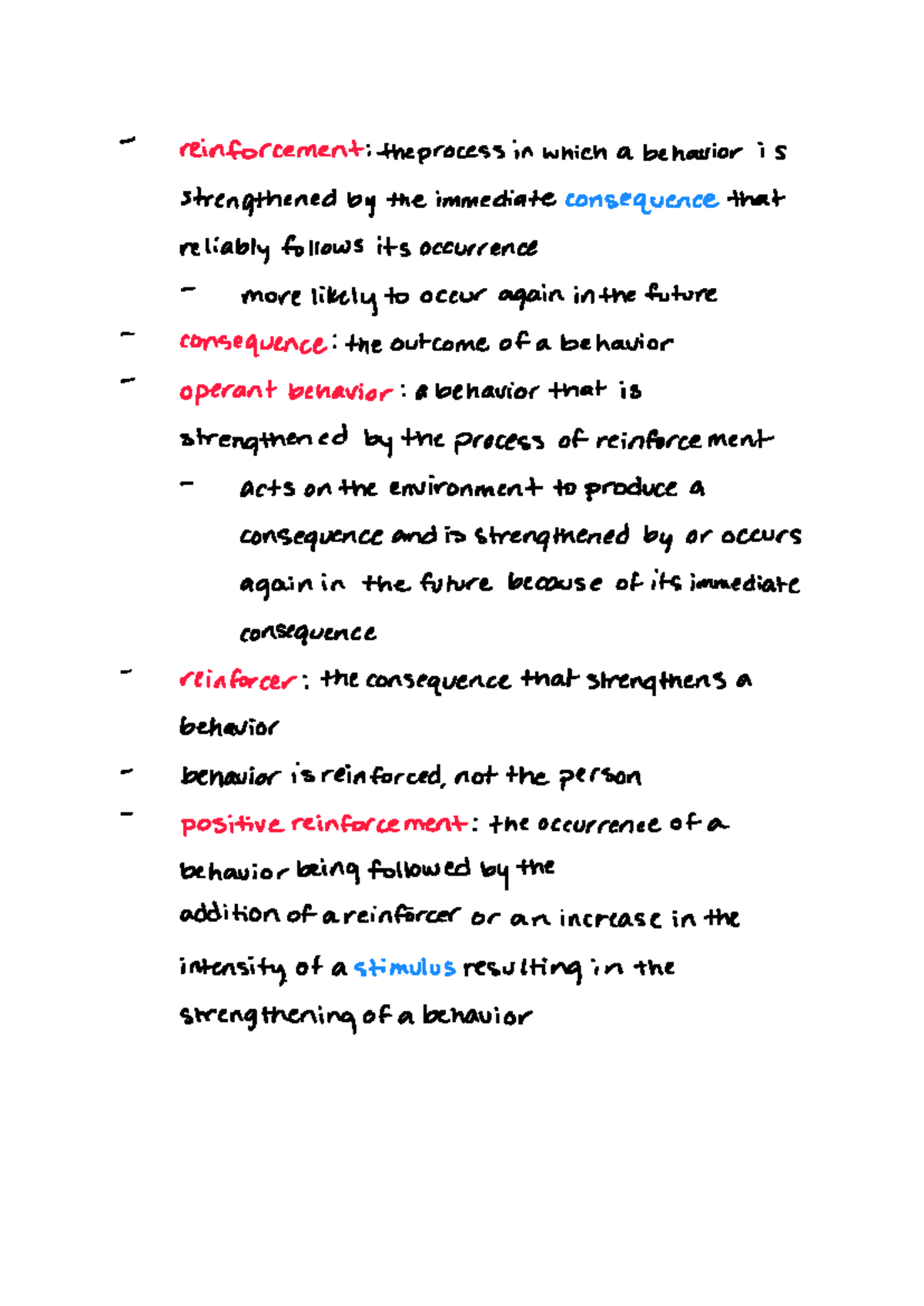 Reinforcement - textbook notes - r e inf o r cem ent: t h e pr oces s ...