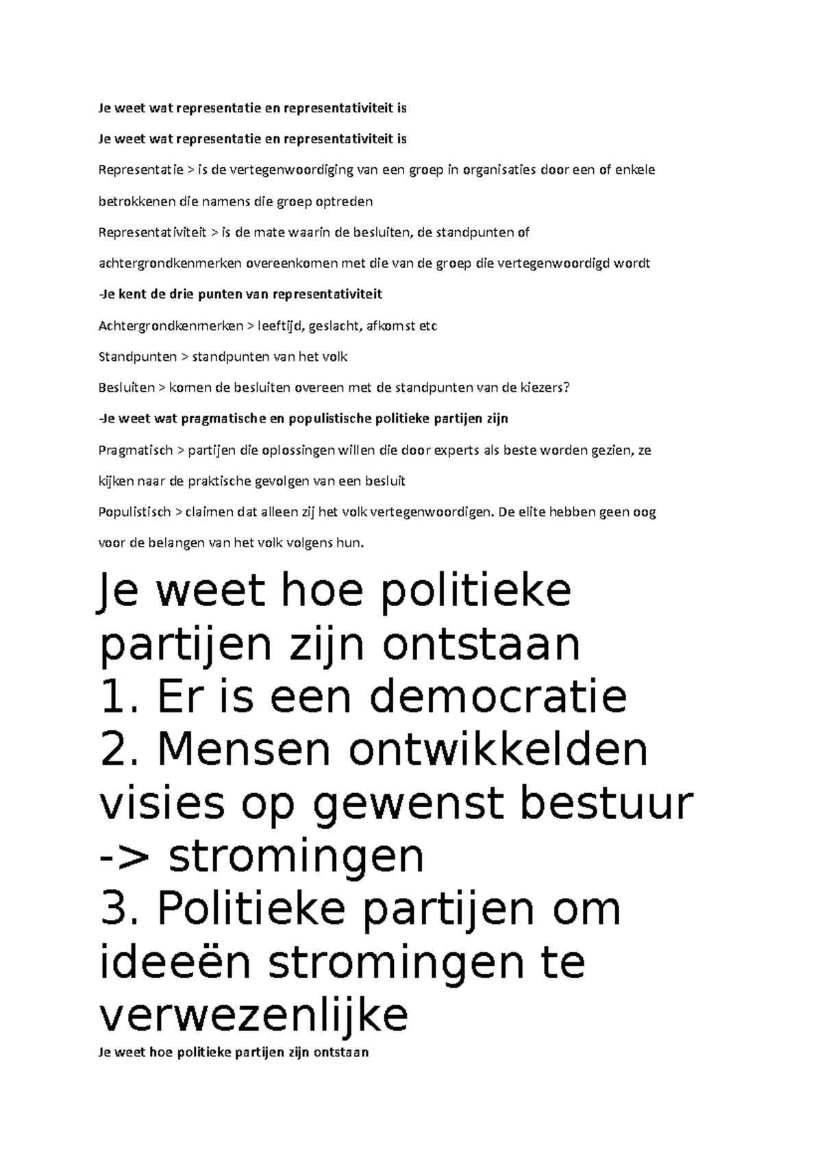 Maw h6 - goed - Je weet wat representatie en representativiteit is Je ...