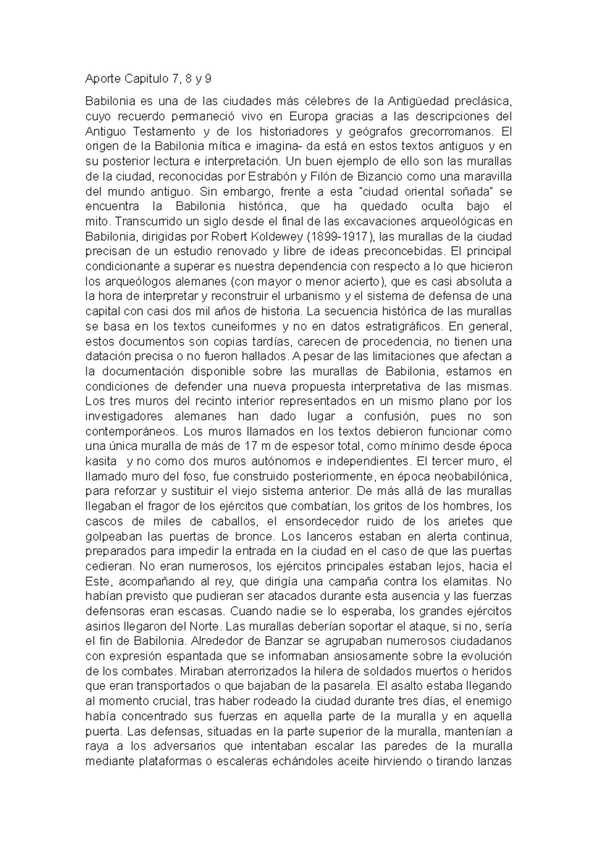 Aporte Capitulo 7 8 y 9 - ZXXC - Aporte Capitulo 7, 8 y 9 Babilonia es ...