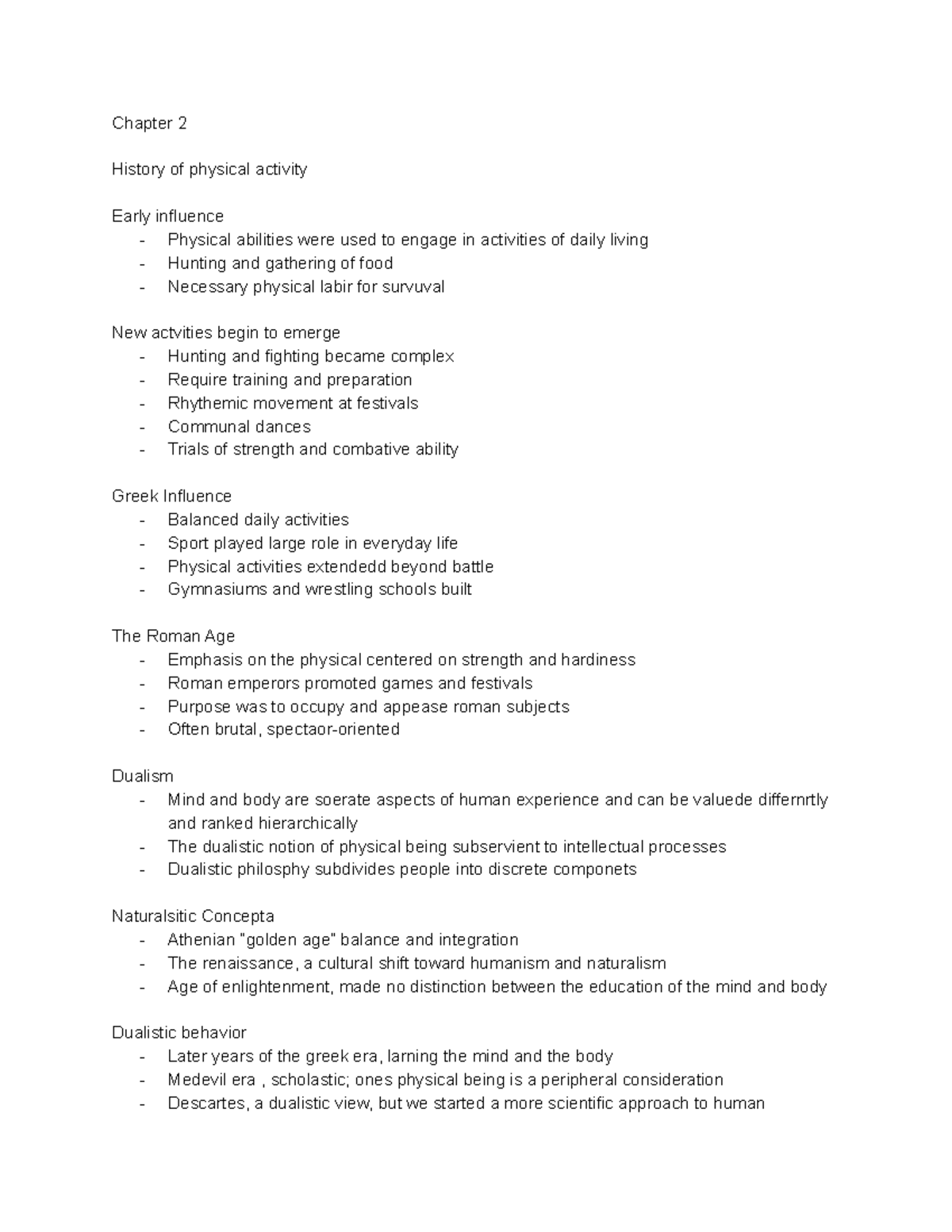 History of physical activity - Chapter 2 History of physical activity ...