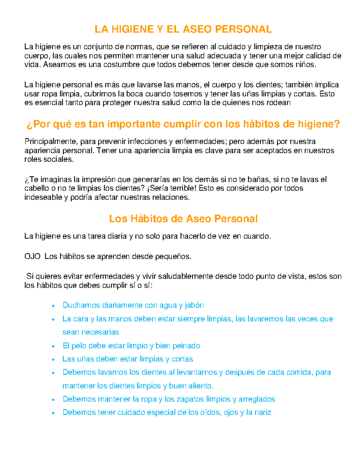 4 LA Higiene Y EL ASEO Personal - LA HIGIENE Y EL ASEO PERSONAL La ...
