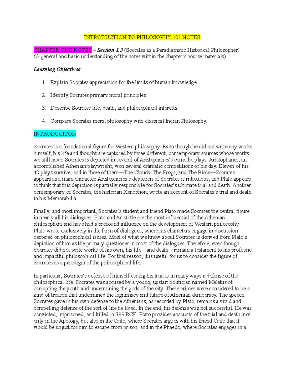 Philosophy Socrates Historical Concepts - INTRODUCTION TO PHILOSOPHY ...