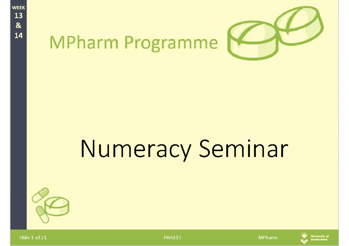 Numeracy Seminar (SG) - student slides - 13 & 14 Numeracy Seminar Slide ...