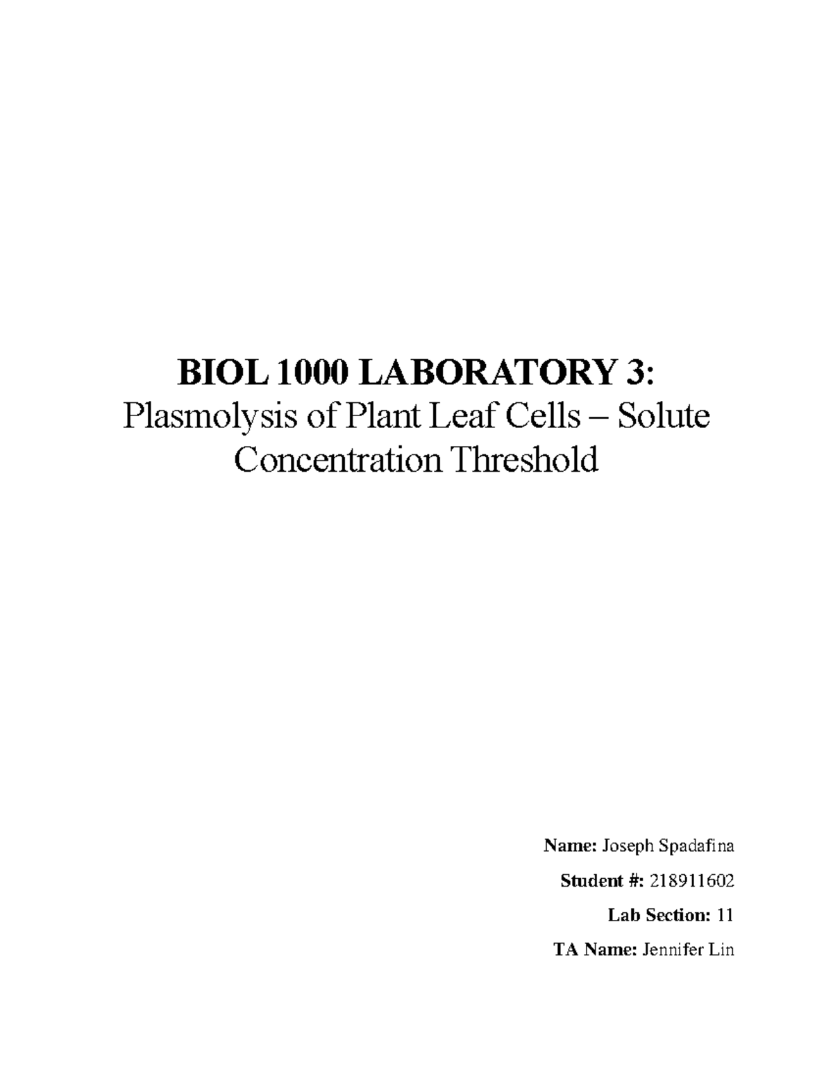 Lab 3 - Experimental Design Assignment 2021/2022 - BIOL1000 - Yorku ...