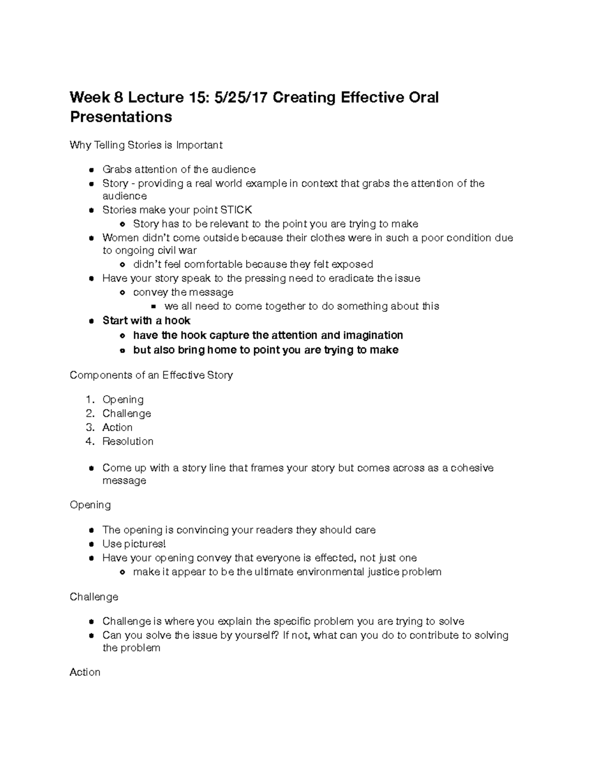 Env Hlt 100 Week 8 Lecture 15 Lecture Notes Week 8 Lecture 15 52517 Creating Eﬀective 