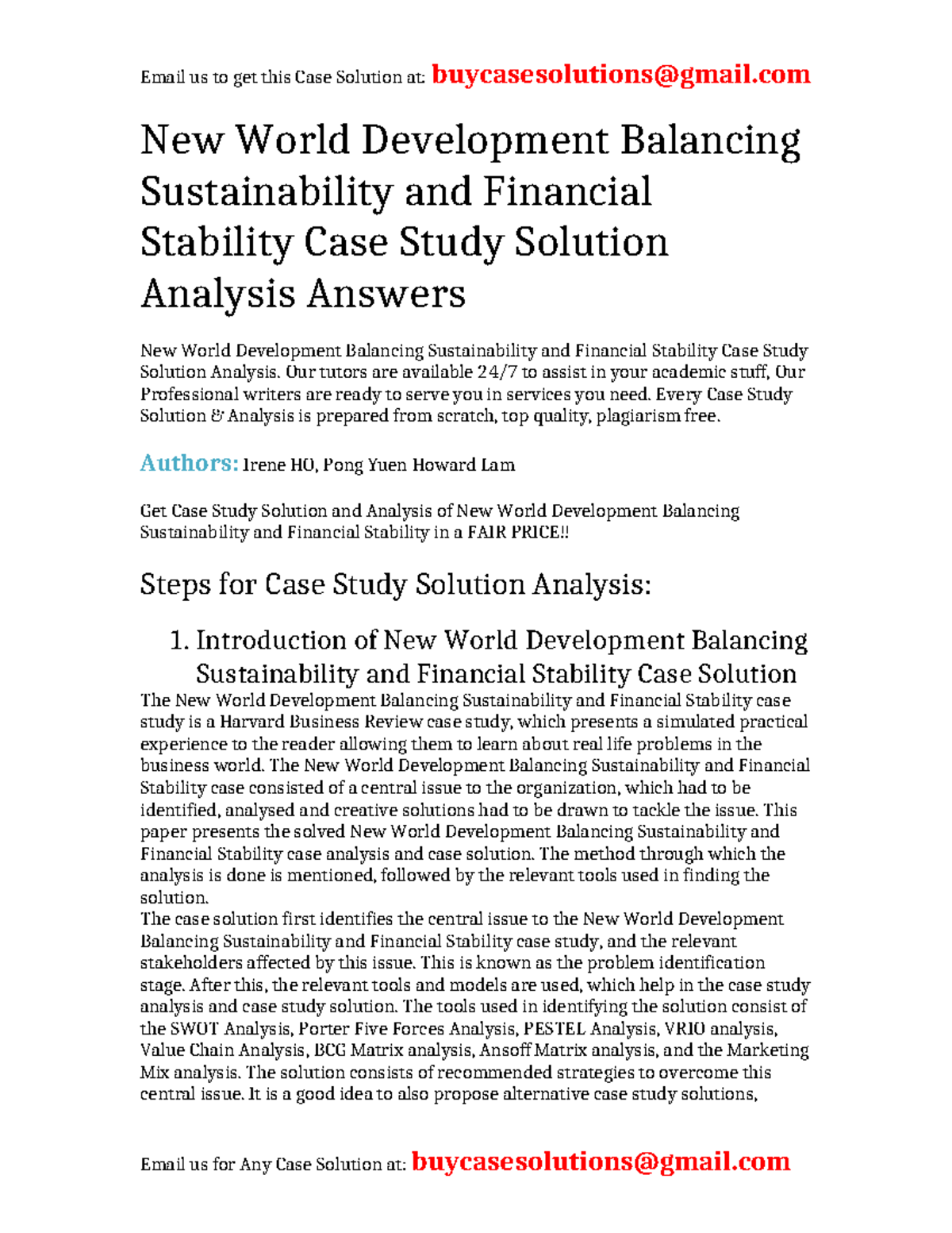 Case Solution New World Development Balancing Sustainability and ...