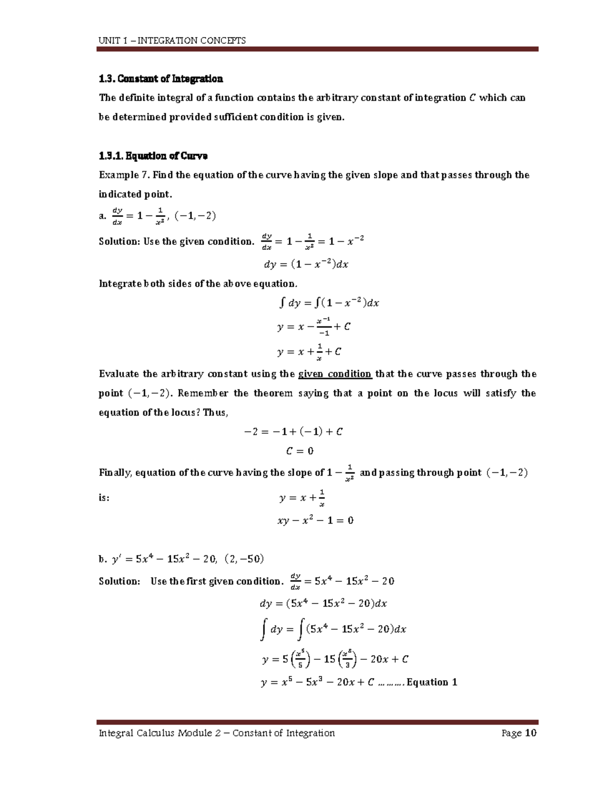 Module 2 Constant Of Integration 1 3 Constant Of Integration The
