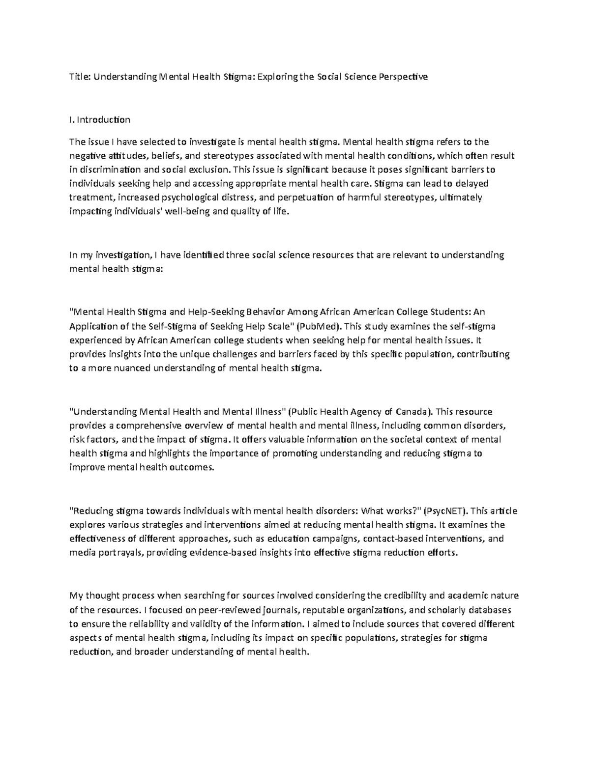 SCS-100 Module 4-1 Short answer - Title: Understanding Mental Health ...