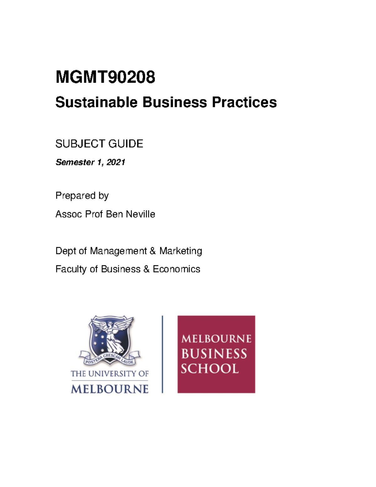MGMT90208 Subject guide 2021 - MGMT Sustainable Business Practices ...