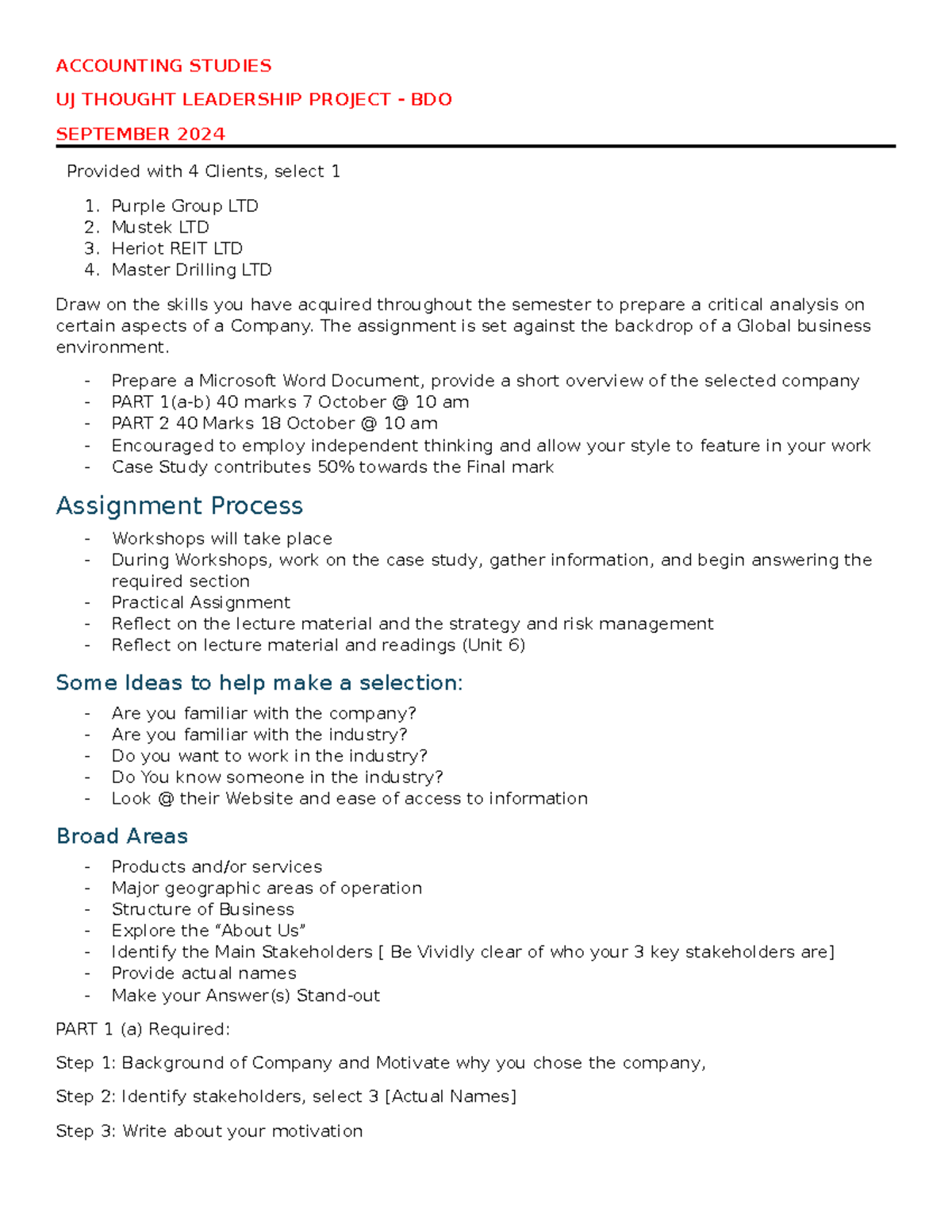 Accounting Studies - Project Summary - ACCOUNTING STUDIES UJ THOUGHT ...