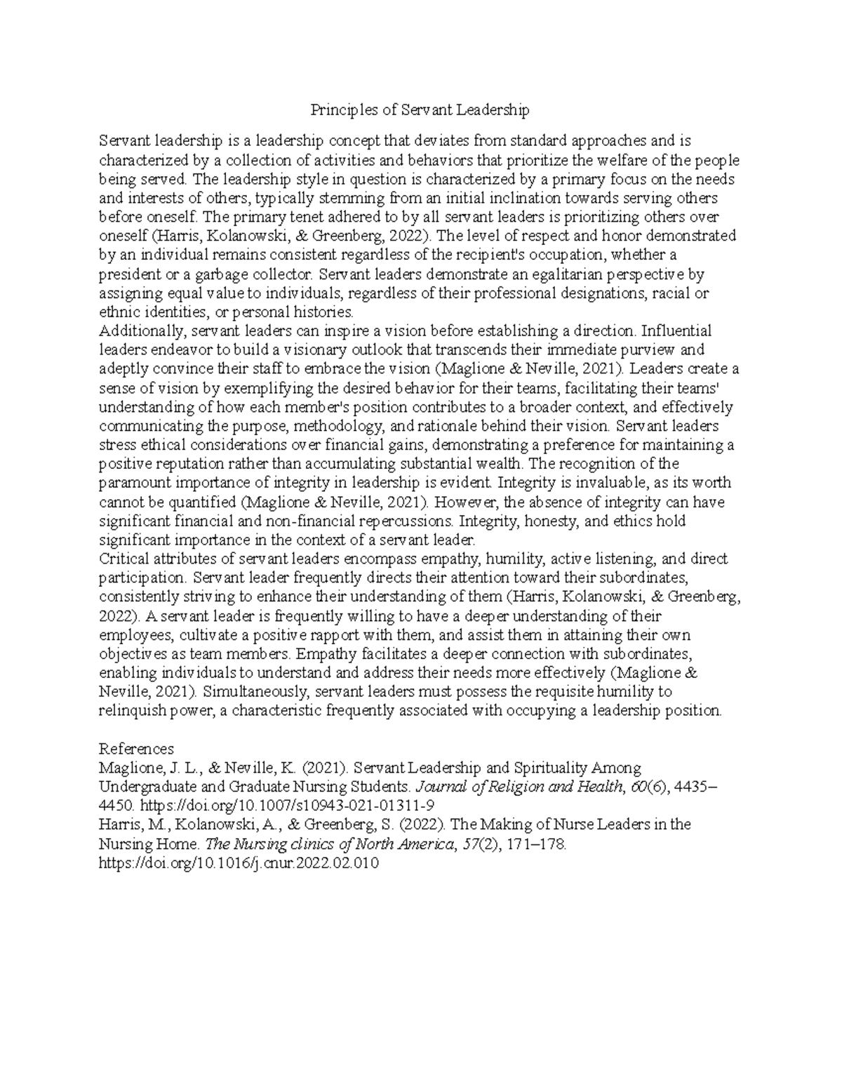 Servant Leadership Theory