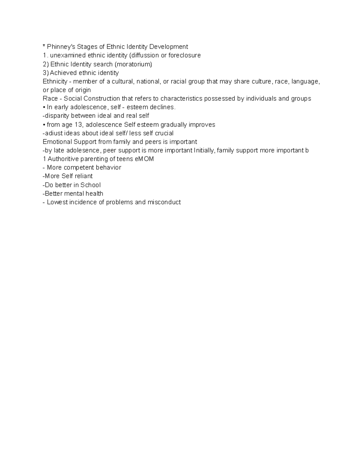 CADV 150 Lecture Notes - Phinney's Stages of Ethnic Identity ...