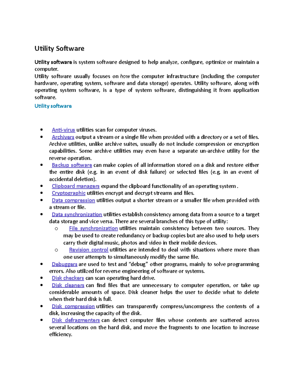 Utility Software - Utility Software Utility software is system software ...