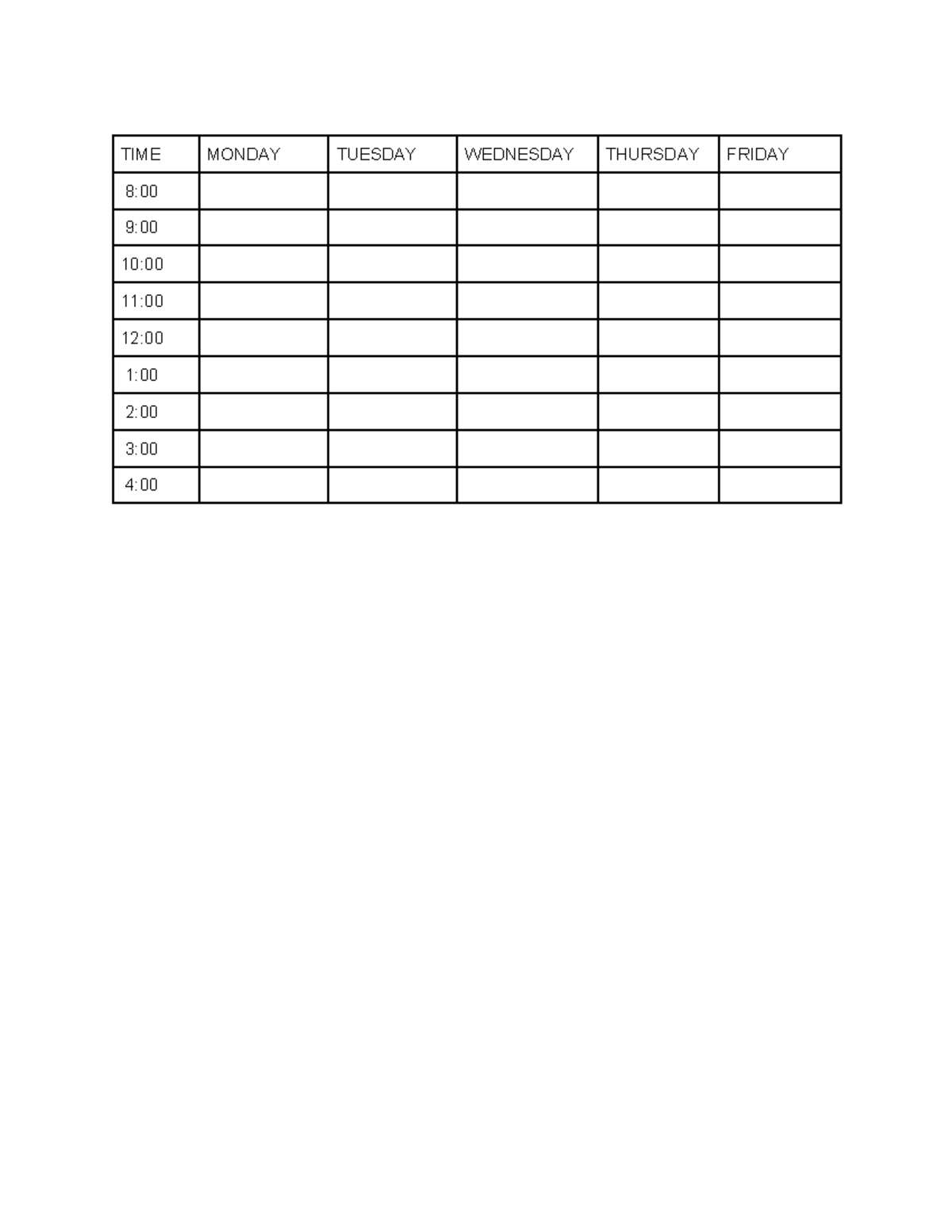 Patient'S Schedule - Set up template - PH 4240 - TIME MONDAY TUESDAY ...