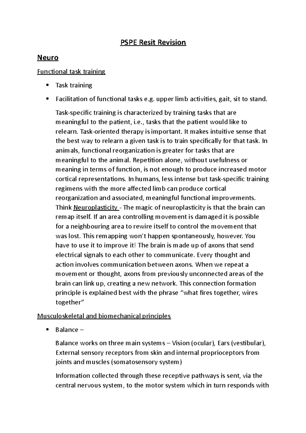 PSPE Resit Revision - PSPE Treatment Re-sit notes - PSPE Resit Revision ...