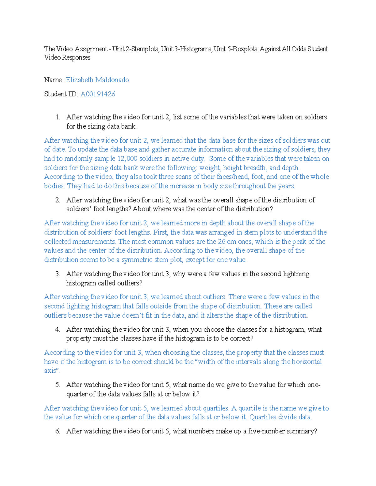 MATH- Stats Stemplots, Histograms, Boxplots - The Video Assignment ...