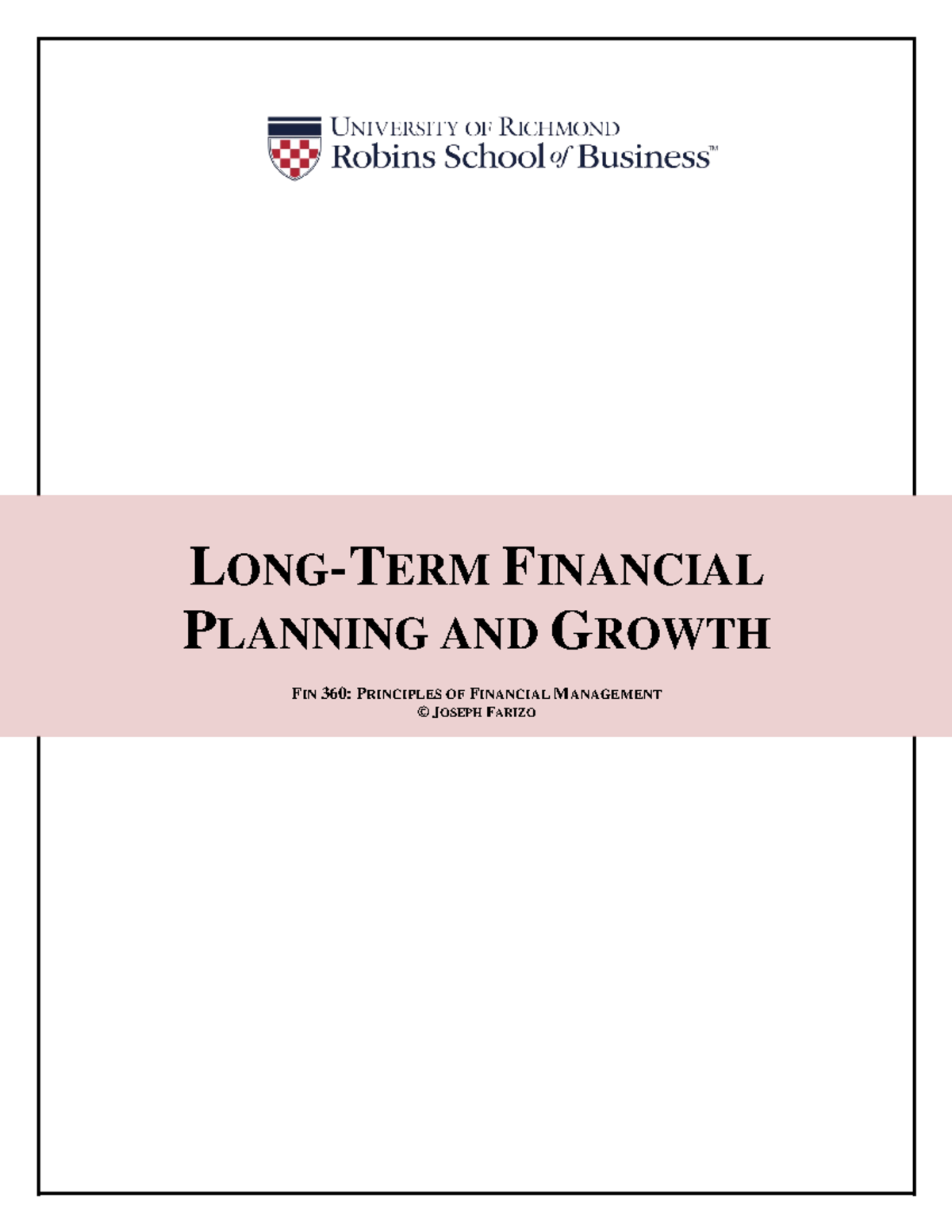 Long Term Financial Planning And Growth - LONG-TERM FINANCIAL PLANNING ...