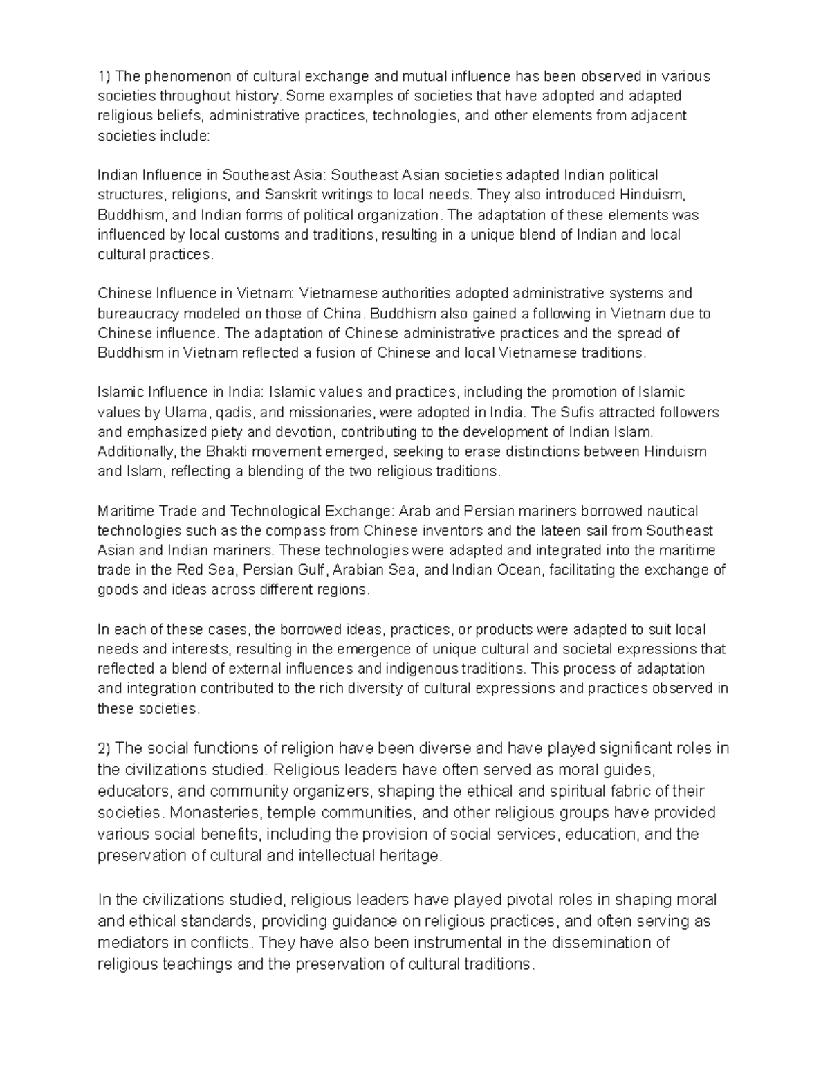 History Study Guide - 1) The phenomenon of cultural exchange and mutual ...