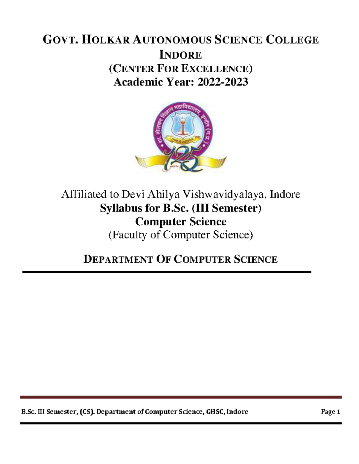 B.Sc. III Sem cs syllabus - GOVT. HOLKAR AUTONOMOUS SCIENCE COLLEGE ...