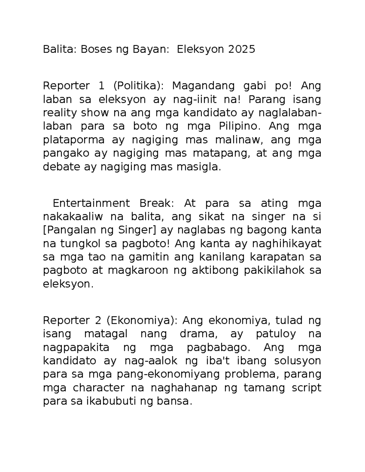 Neciamiez- Suarez- Announcer - Balita: Boses ng Bayan: Eleksyon 2025 ...