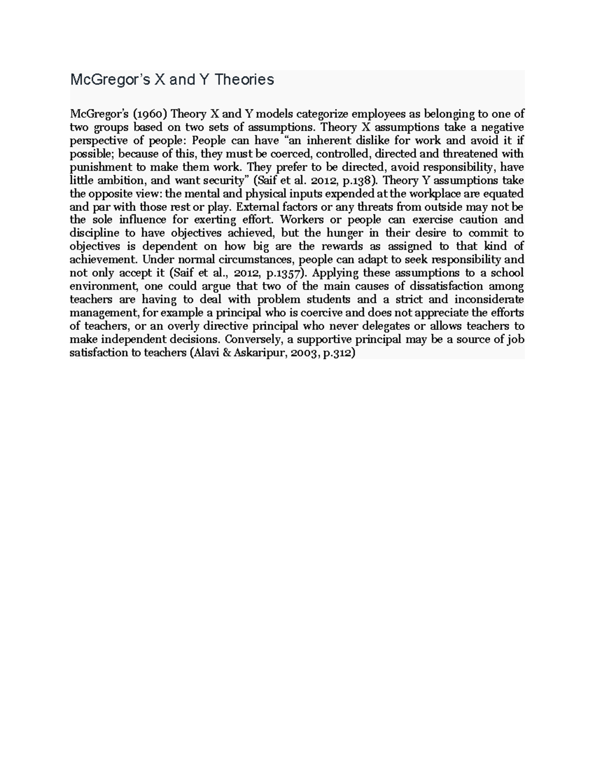 Mc Gregor’s X and Y Theories - McGregor’s X and Y Theories McGregor’s ...