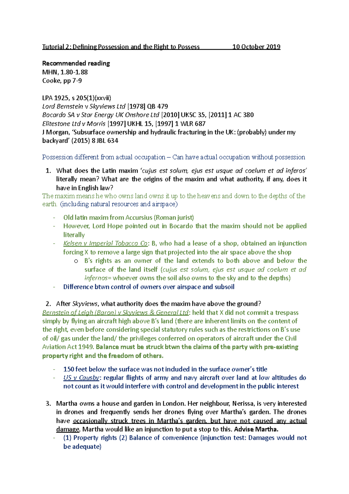 Property Tutorial 2 - Defining Possession and the Right to Possess ...