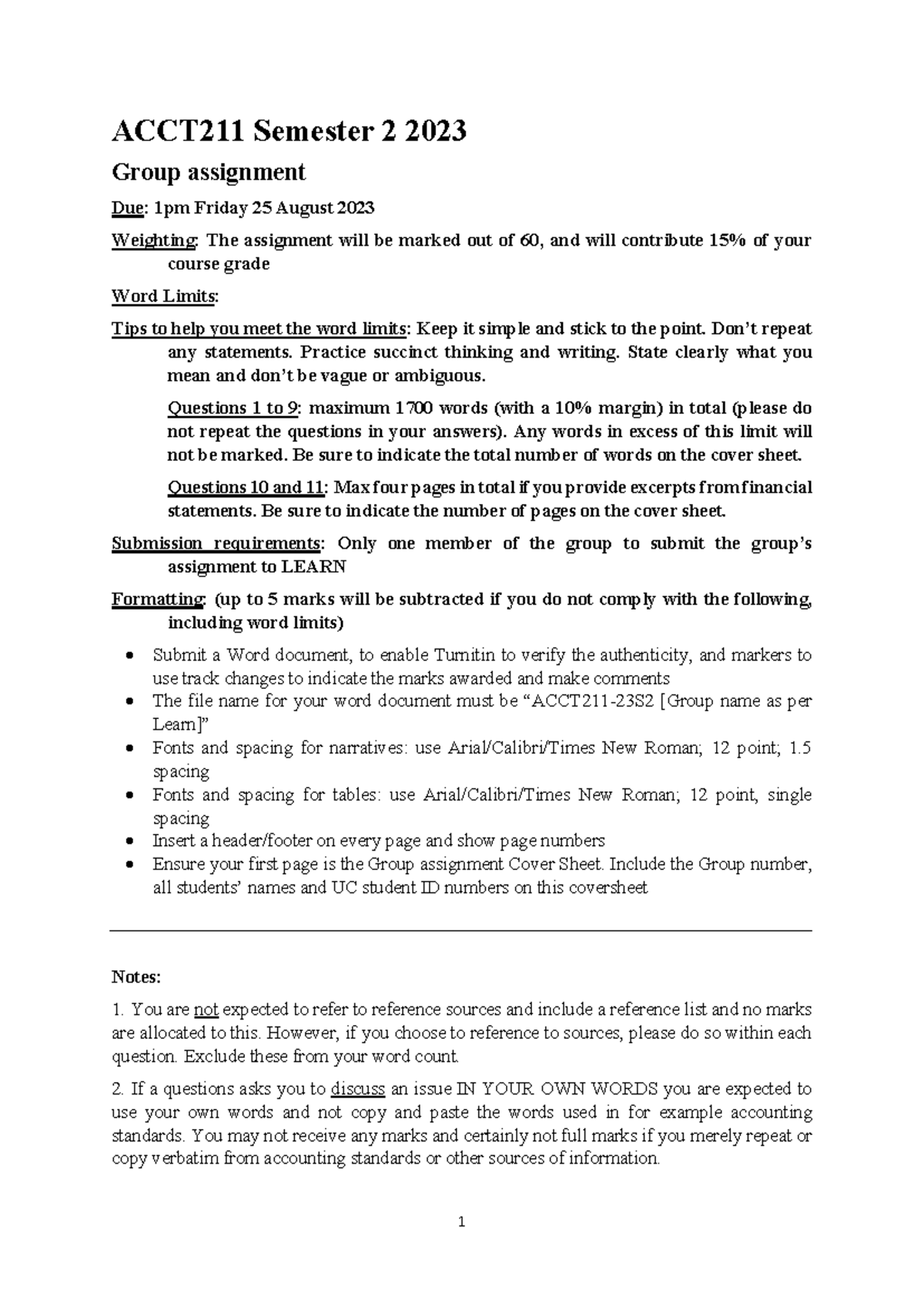 ACCT211 Group Assignment 2023 Questions - ACCT211 Semester 2 2023 Group ... ACCT211 Group Assignment 2023 Questions - ACCT211 Semester 2 2023 Group ...