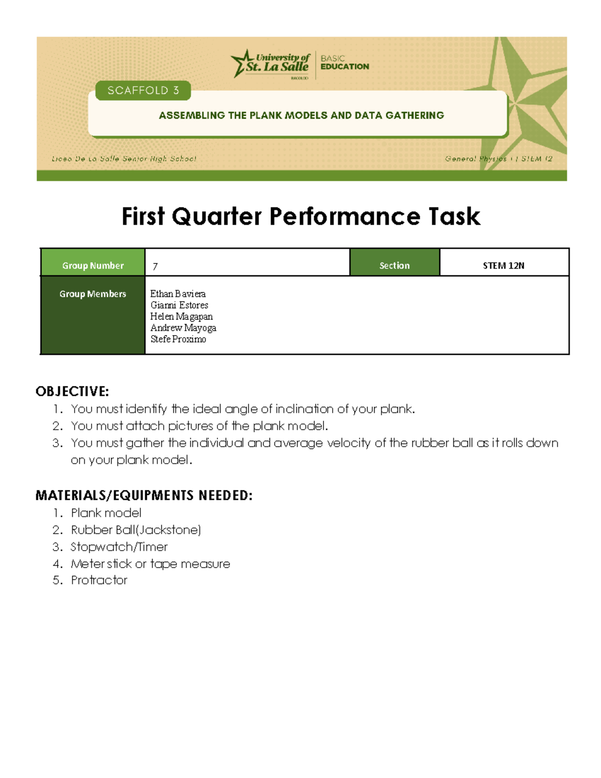 Group 7 STEM 12N Scaffold 3 1ST Quarter Gen Physics - First Quarter ...