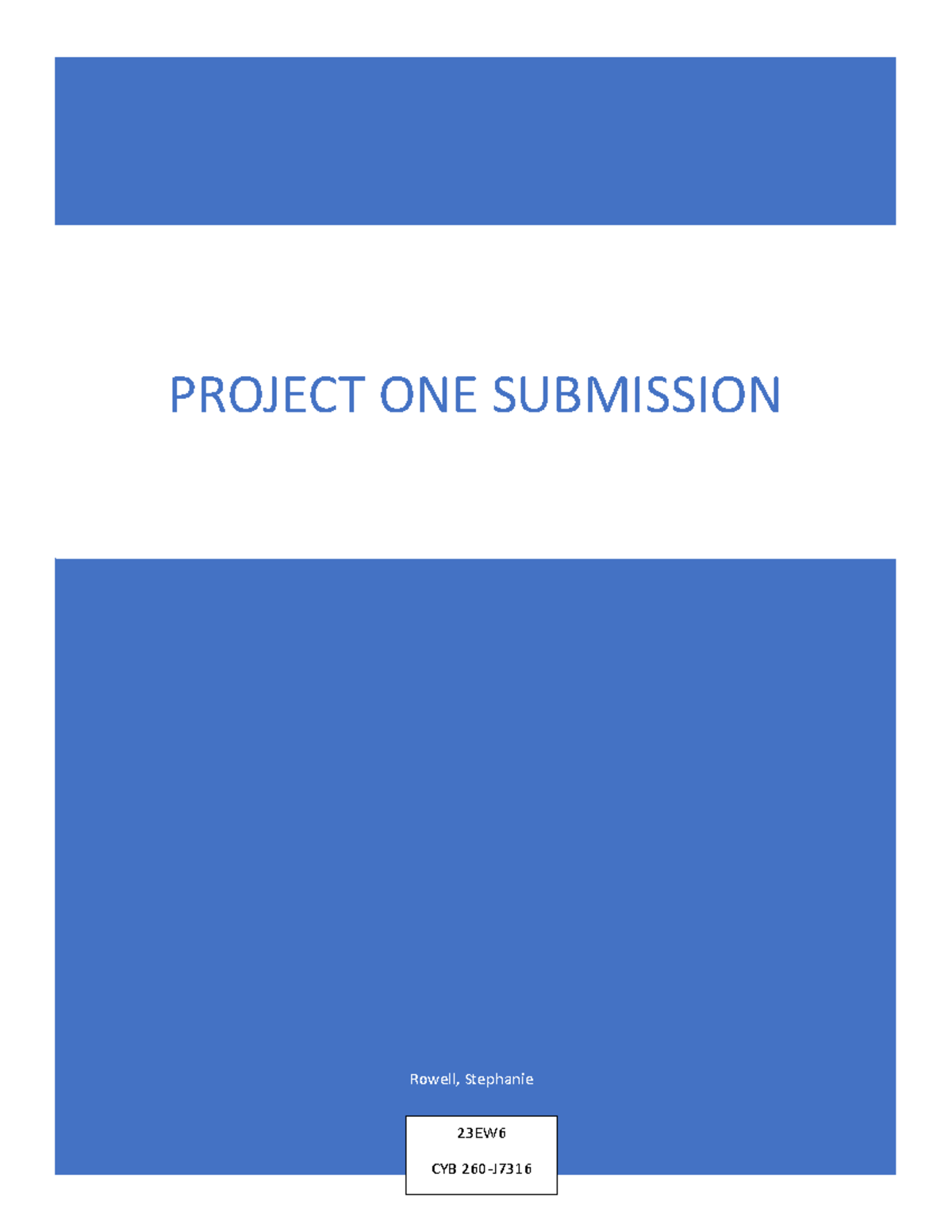 CYB260-J7316 23EW6 PROJ ONE - Rowell, Stephanie PROJECT ONE SUBMISSION 23EW CYB 260-J Stephanie ...