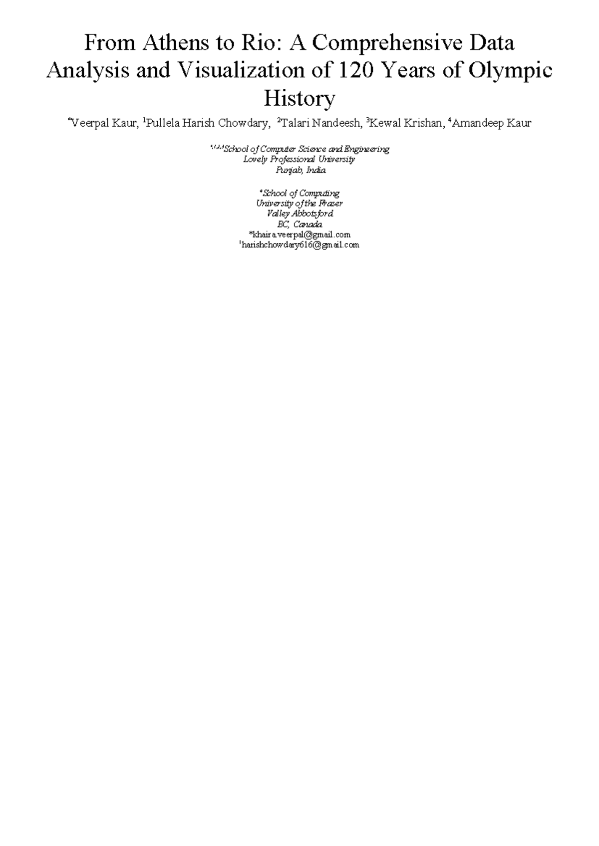 From Athens to Rio A Comprehensive Data Analysis and Visualization of ...