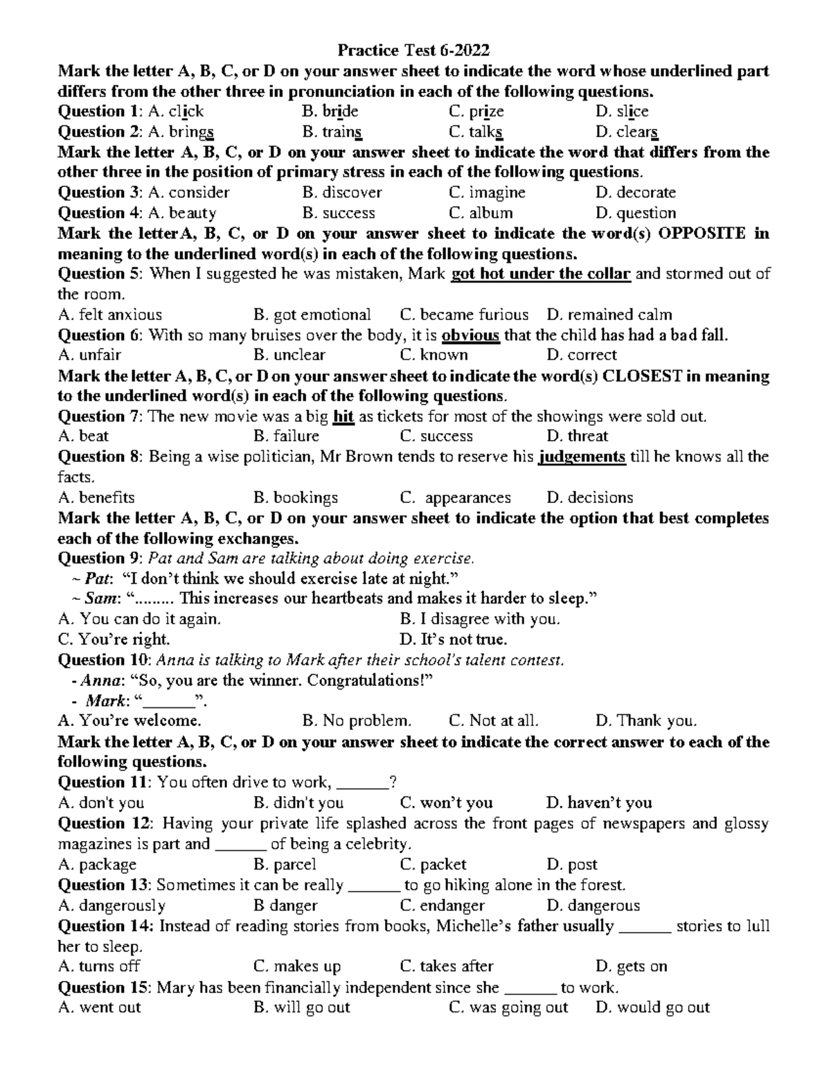 Practice Test 6-2022 - Summary International Human Resource Management ...