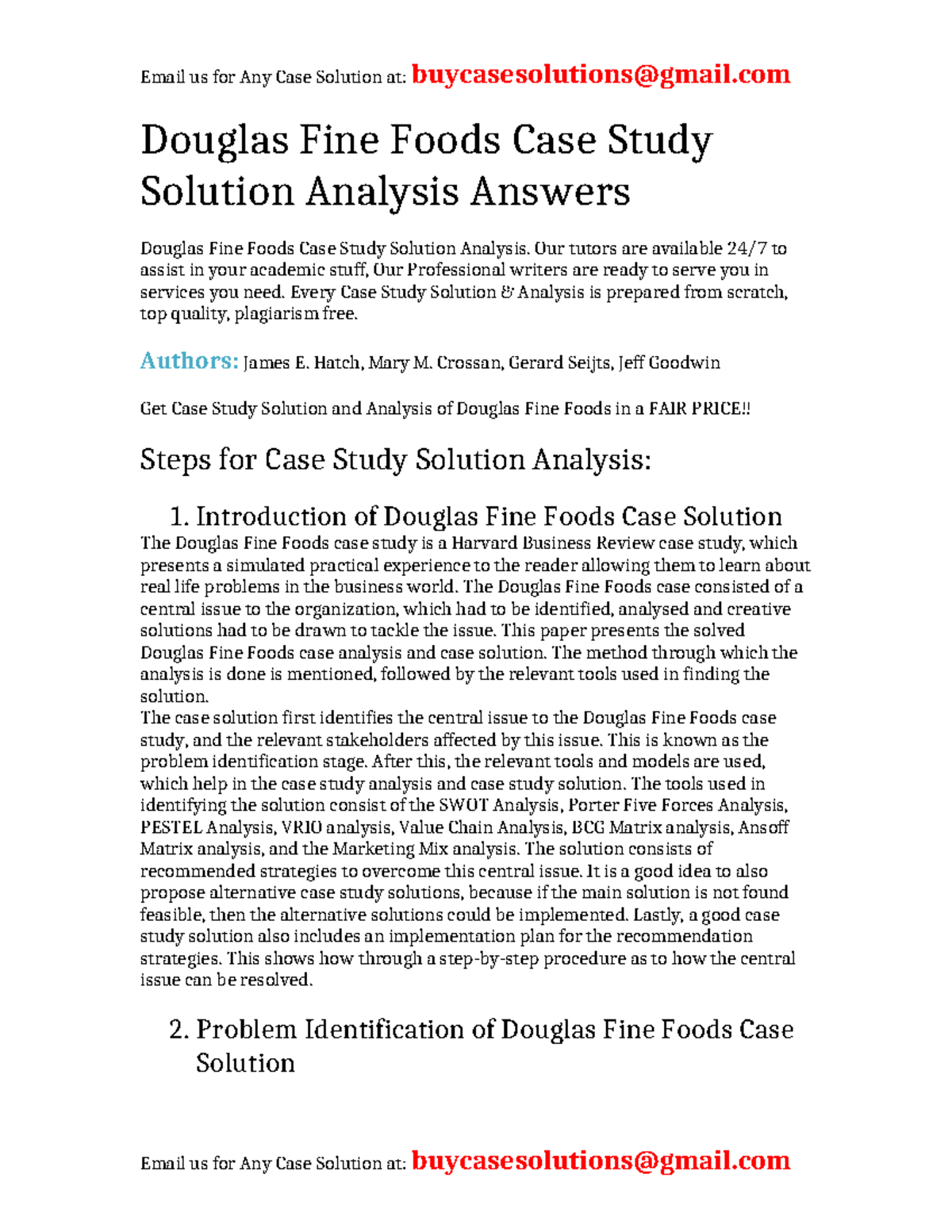 Case Solution Douglas Fine Foods - Douglas Fine Foods Case Study ...