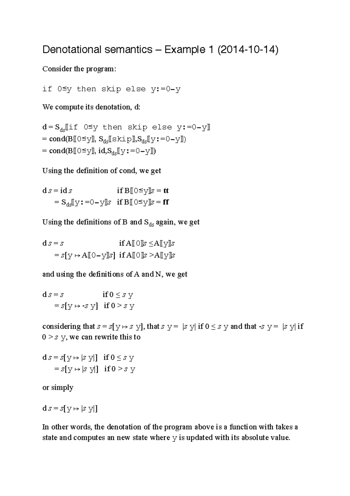 Examples Of Denotational Semantics Denotational Semantics Example 1 2014 10 14 Consider