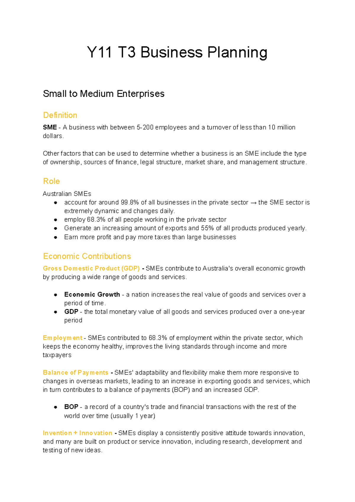 Y11 T3 Business Planning - Y11 T3 Business Planning Small to Medium ...