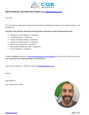 Cert fact sheet cqe - practice - CERTIFIED QUALITY ENGINEER CQE As a ...